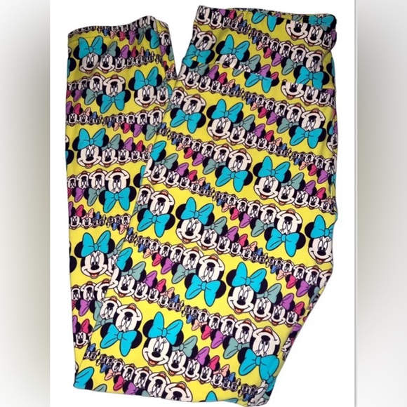 LuLaRoe | Bottoms | Minnie Mouse Bow Lularoe Leggings Tween Yellow ...